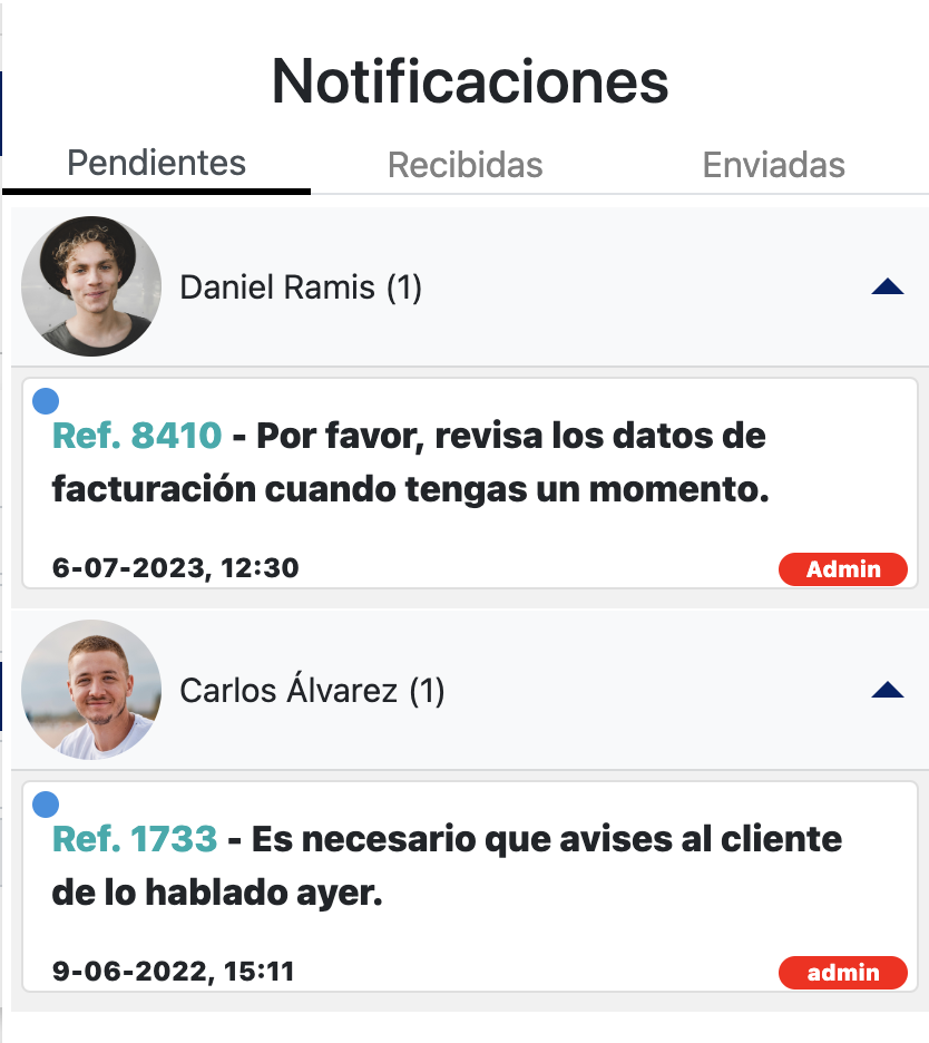 Notas y notificaciones